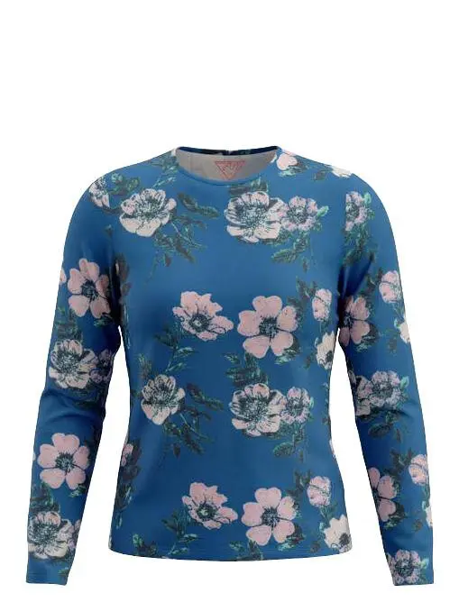 24/7 Long Sleeve Round Neck Knit Tee - Teal