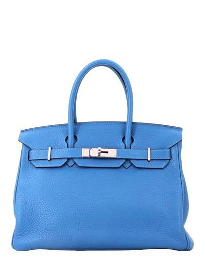 Hermès Birkin Handbag Clemence With Palladium Hardware 30 - Blue