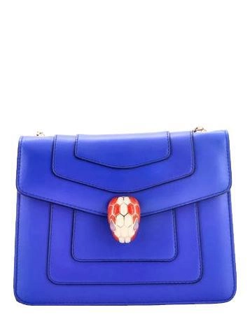 BVLGARI Serpenti Forever Square Shoulder Bag Leather Small - Blue