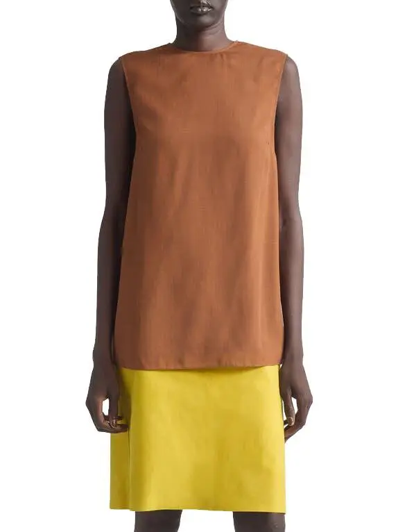 FERRAGAMO Sleeveless Jewel Neck Top - Cognac