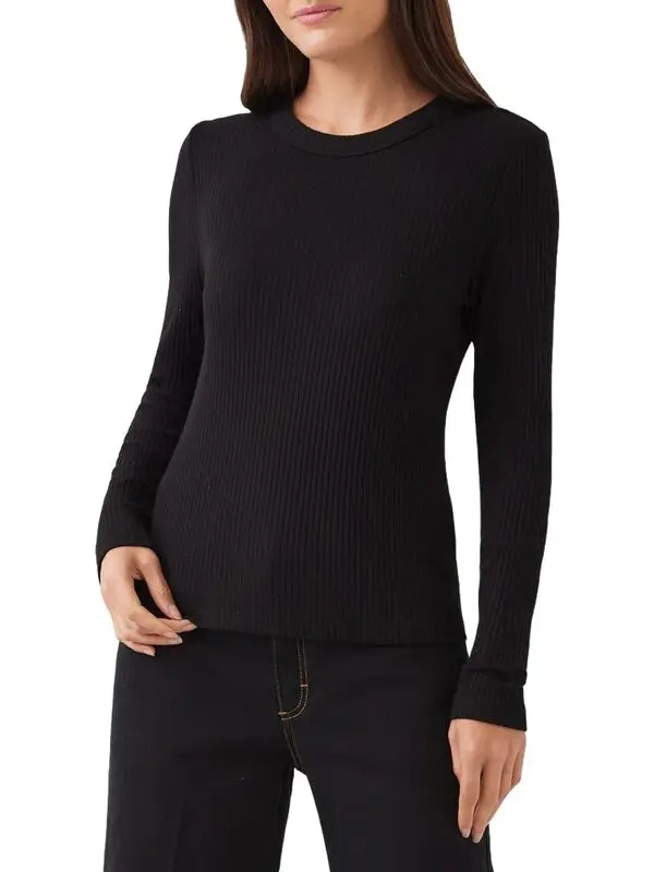 Karen Kane Ribbed Long Sleeve Top - Black