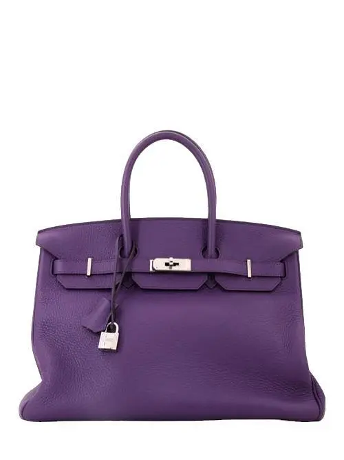 Hermès Birkin Handbag Purple Clemence With Palladium Hardware 35 - Red