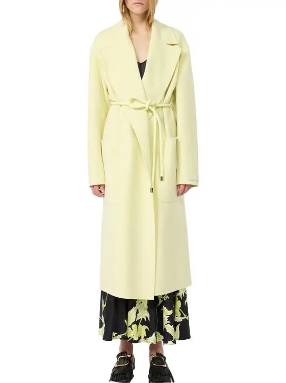Sportmax Zannata Belted Virgin Wool Trench Coat - Light Yellow