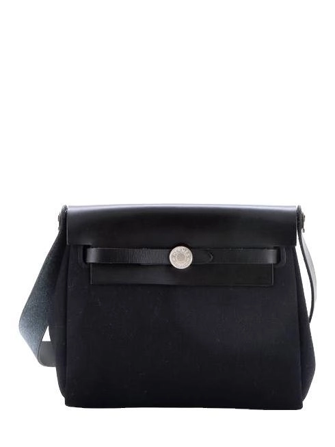 Hermès Herbag Zip Toile And Leather 20 - Black