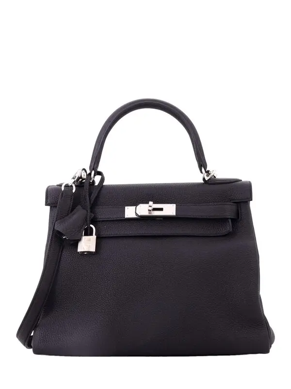 Hermès Kelly Handbag Togo With Palladium Hardware 28 - Black