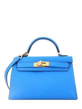 Hermès Kelly Mini Ii Bag Chevre Mysore With Gold Hardware 20 - Blue