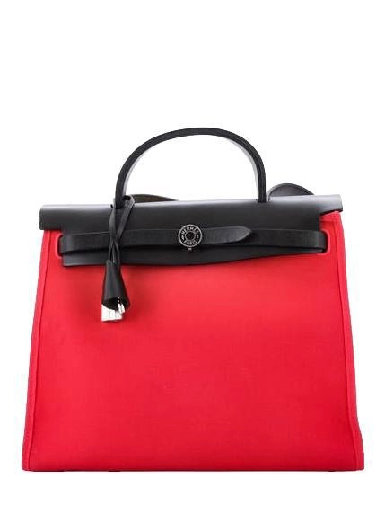 Hermès Herbag Zip Leather And Toile 31 - Pink