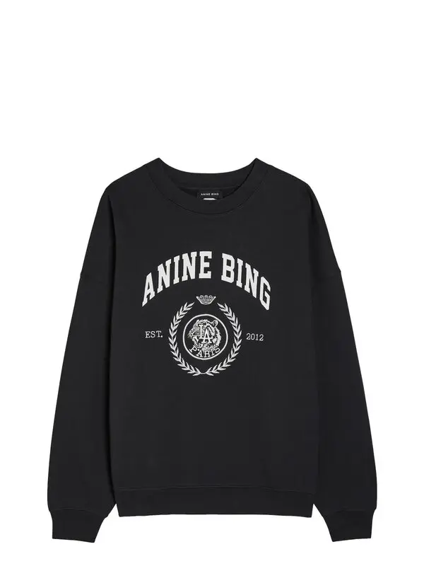 ANINE BING Miles Logo-print Cotton Sweatshirt - Black