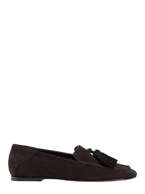 Dear Frances Drew Tassel Suede Loafers - Brown
