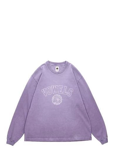 VOWELS Faded Collegiate Longsleeve Tee - Lavender
