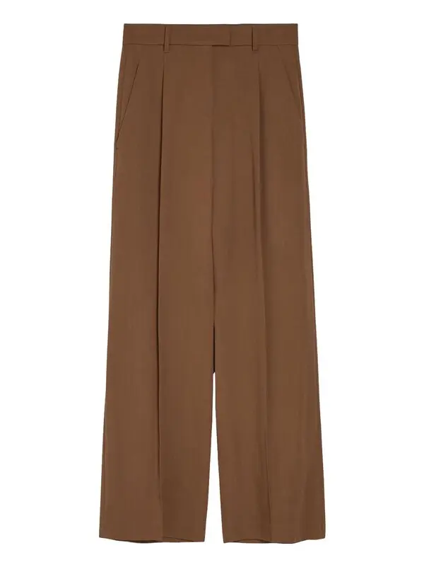 Brunello Cucinelli Tailored Wide-leg Wool-blend Trousers - Brown