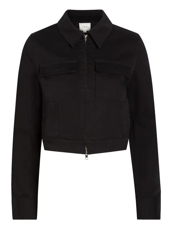 Vince Cropped Stretch-cotton Jacket - Black