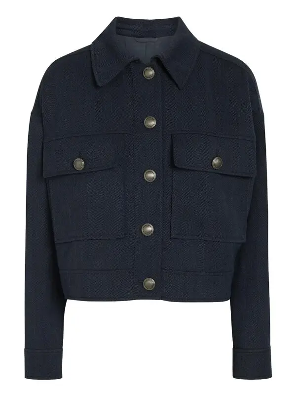 Brunello Cucinelli Herringbone Stretch-wool Jacket - Navy