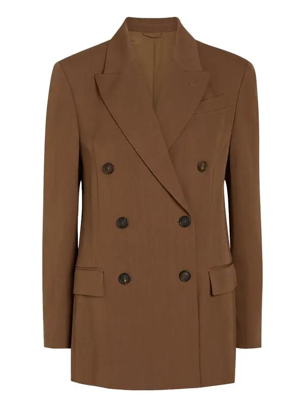 Brunello Cucinelli Double-breasted Wool-blend Blazer - Brown