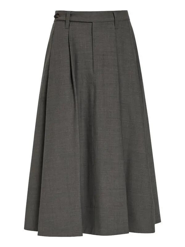 Brunello Cucinelli Tailored Pleated Wool-blend Midi Skirt - Grey