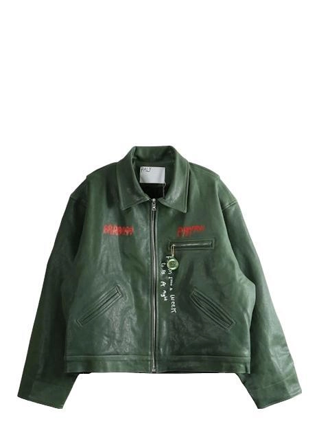 PALY HOLLYWOOD I Am Not Ashamed Leather Work Jacket - Green