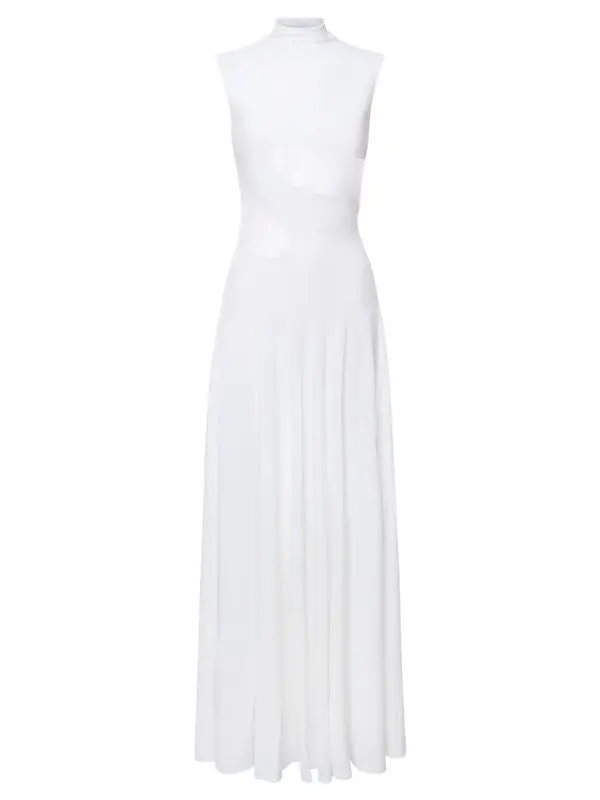 Alaïa Knitted Sleeveless Midi Dress - White