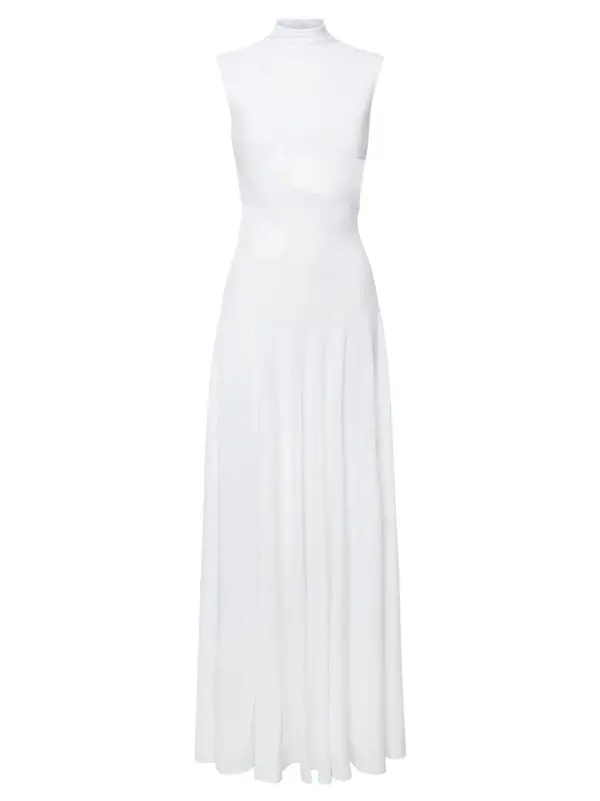 Alaïa Knitted Sleeveless Midi Dress - White