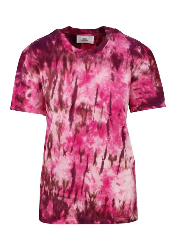 AMI Paris Tie-dyed Crewneck T-shirt - Pink