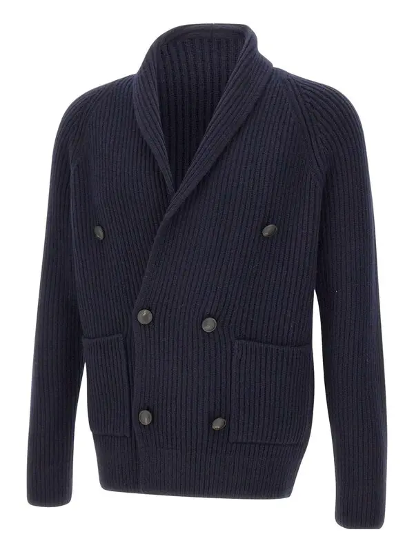 GRAN SASSO Shawl Collar Cardigan - Blue