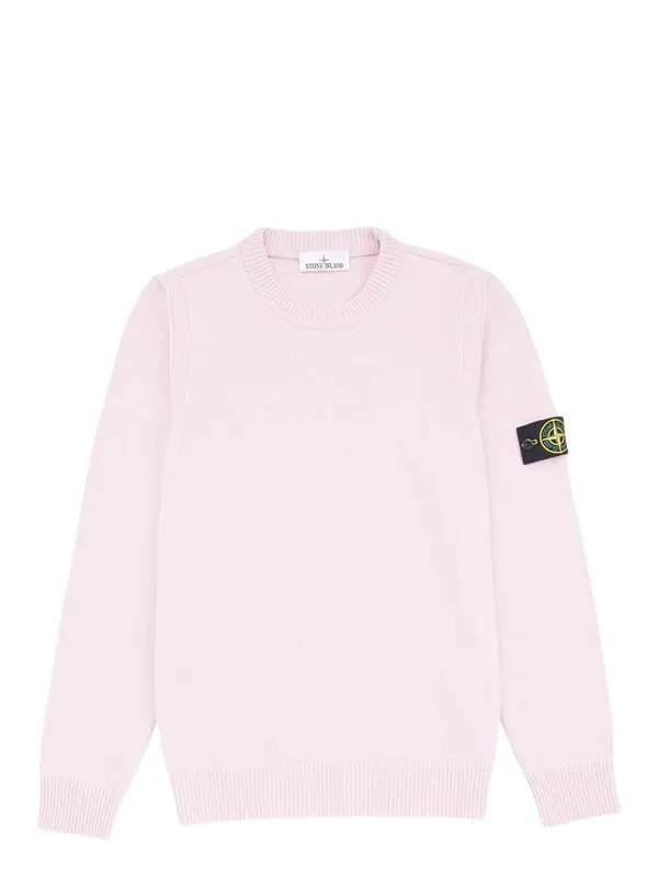 Stone Island Crewneck Jumper With Signature Sleeve Patch - Light Pink