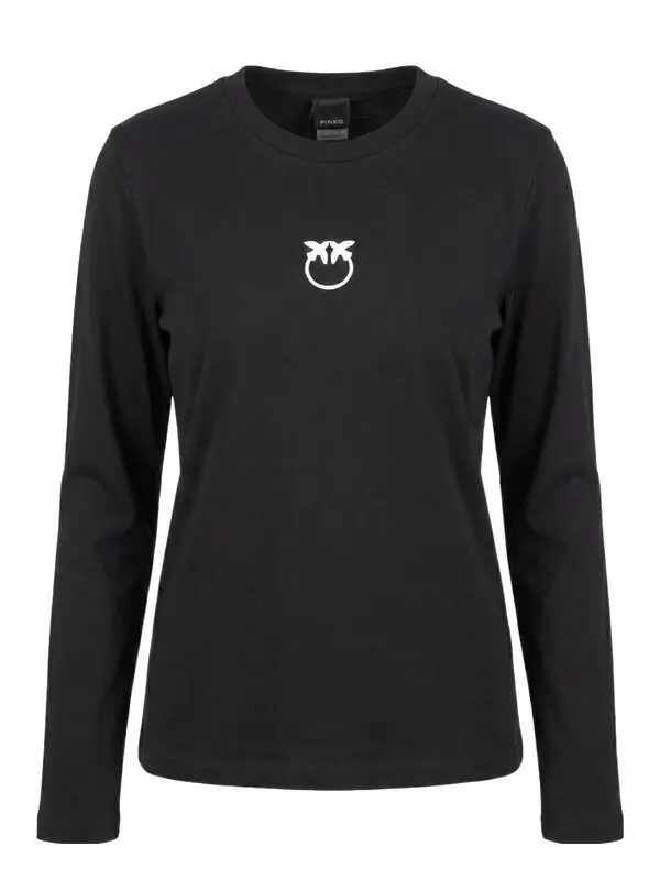 Pinko Love Birds" Crewneck Long-sleeved T-shirt - Black