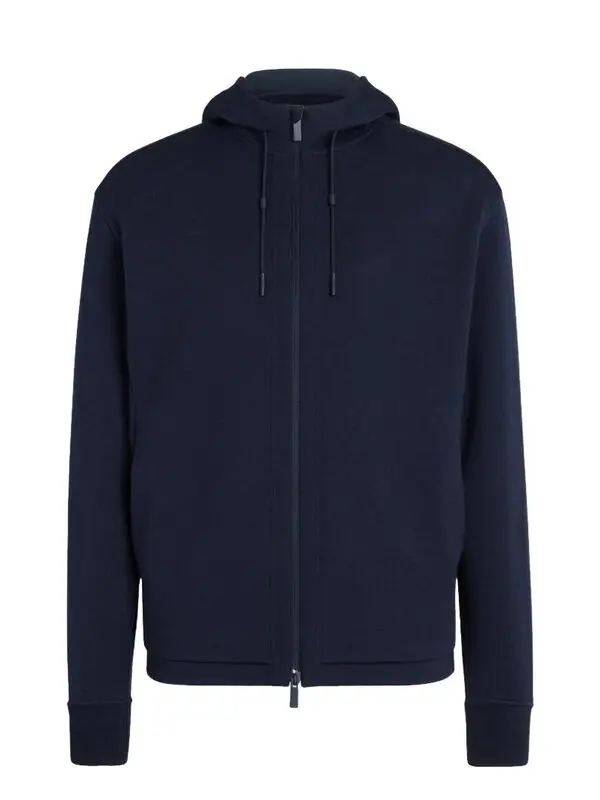 Zegna Zip-up Drawstring Hoodie - Black