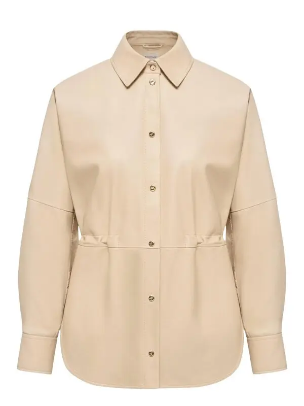 Moncler Leather Long Sleeve Shirt - Beige