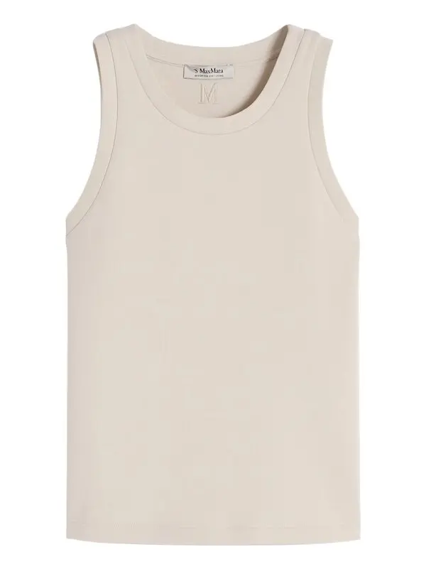 Max Mara Sleeveless Embroidered Logo Top - Beige