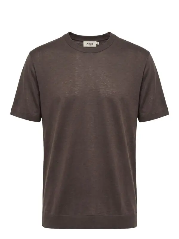 Altea Crew-neck Linen T-shirt - Marrone