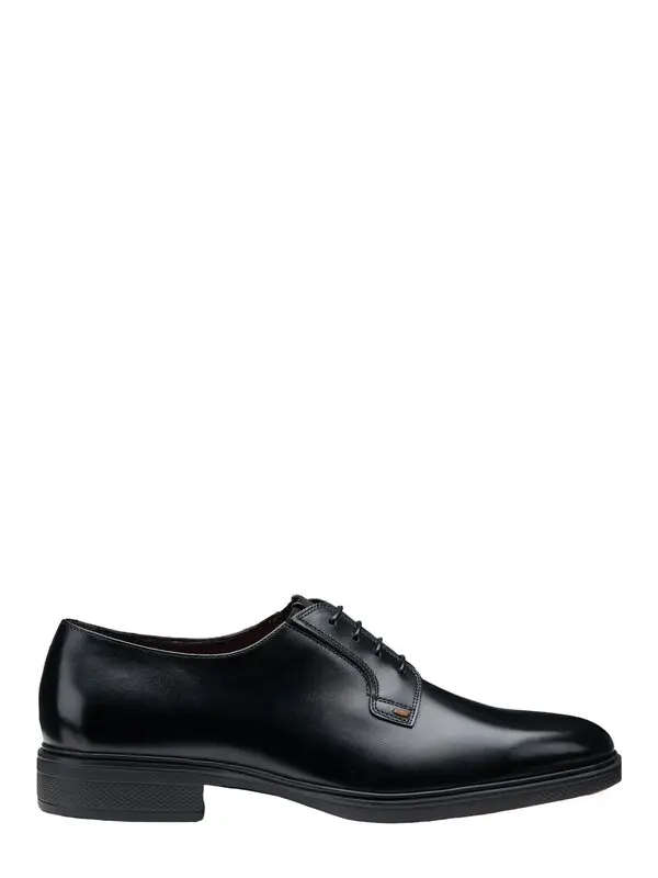 Santoni Easy Lace-up Leather Derby - Black