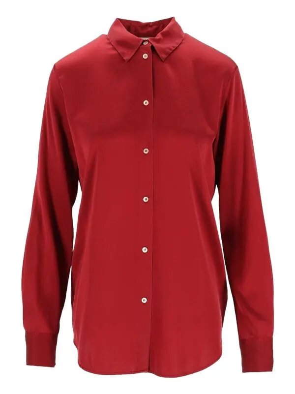 FORTE_FORTE Classic Collared Shirt With Buttoned Cuffs - Bordeaux
