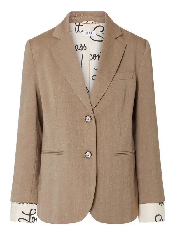 Liu Jo Herringbone Fabric Blazer - Beige