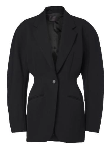 MUGLER Virgin Wool Grain De Poudre Blazer - Black