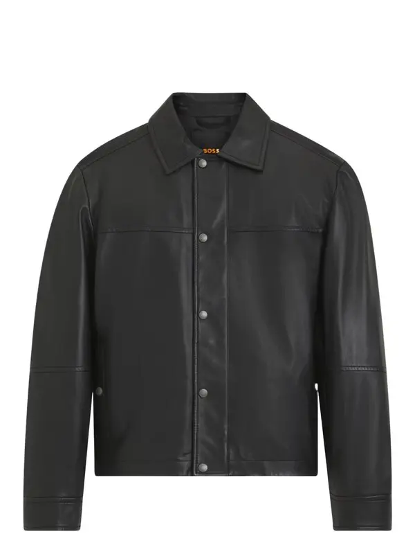 Hugo Boss Leather Press-stud Jacket - Black
