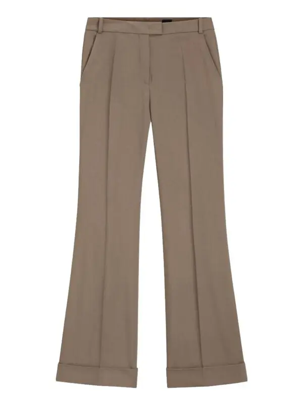 Hugo Boss Flared-fit Stretch Gabardine Trousers - Brown