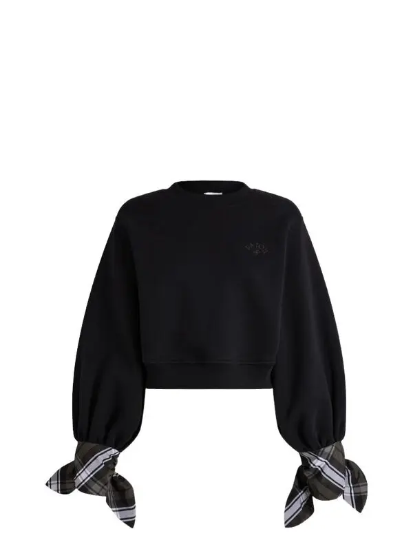 PATOU Cropped Tie-sleeve Sweatshirt - Black