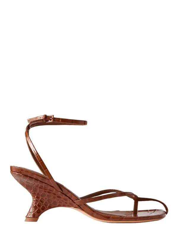 Simkhai Kelsey Croc-effect Leather Sandals - Brown
