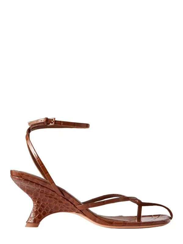 Simkhai Kelsey Croc-effect Leather Sandals - White