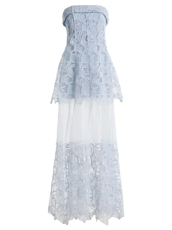 Simkhai Rennis Embroidered Bustier Gown - Blue