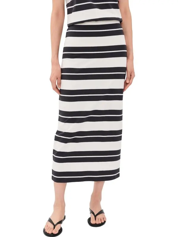 Z Supply Gail Striped Jersey Midi Skirt - Ash Black