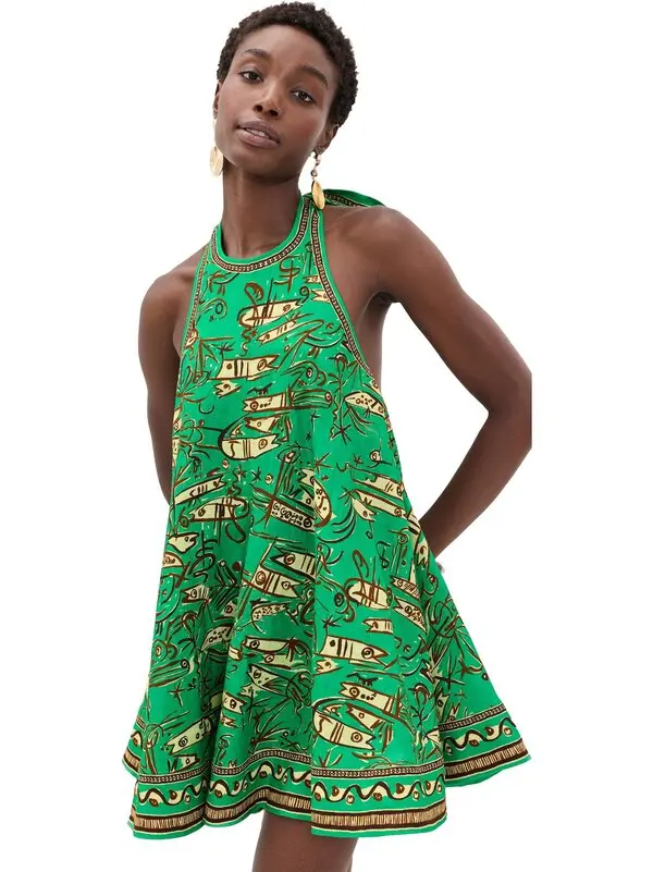 ALEMAIS Fish Sticks Mini Dress - Green