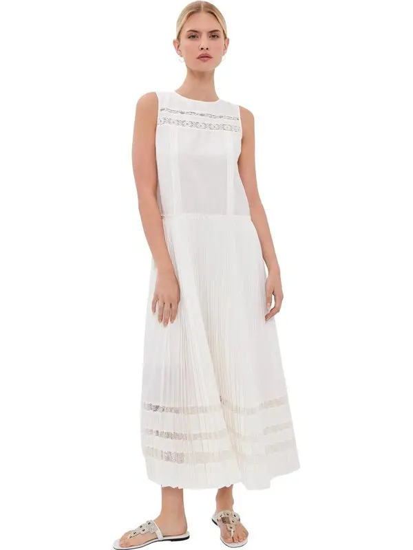 3.1 Phillip Lim Pleated Lace Midi Dress - White