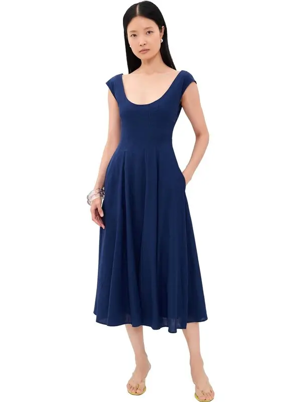 GUIZIO Leila Linen Dress - Navy