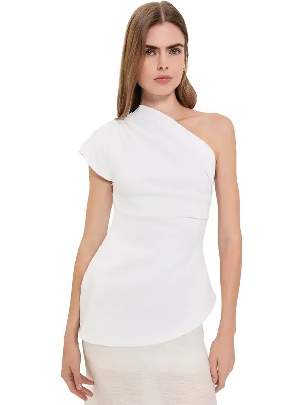 THE GARMENT Glam Asymmetrical One-shoulder Top - Ecru