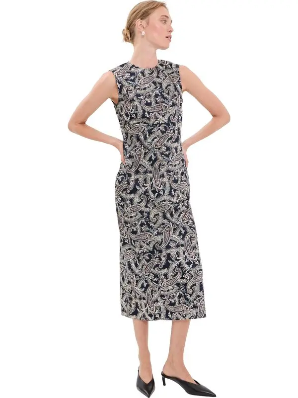 Veronica Beard Sleeveless Midi Gemma Dress - Navy Multi
