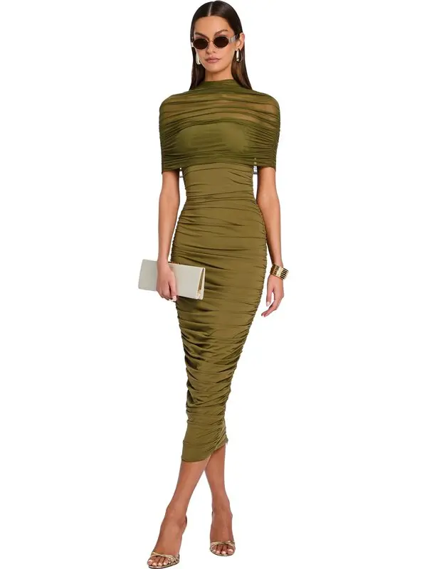 SEROYA Roberta Mesh Dress - Olivewood