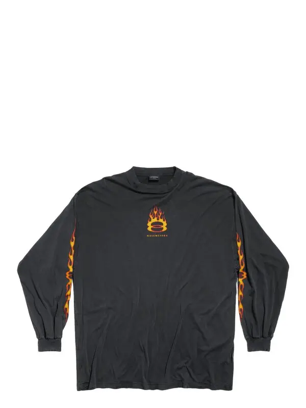 Balenciaga Logo Printed Long-sleeved T-shirt - Black