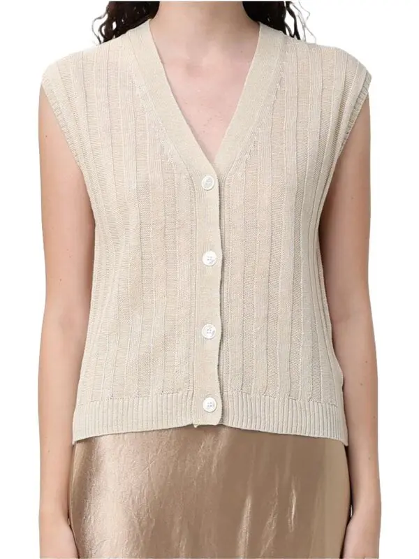 Max Mara Sleeveless V-neck Cardigan - Milk Color