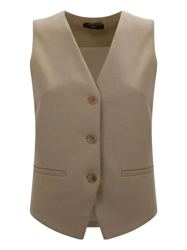 Max Mara V-neck Sleeveless Gilet - Beige
